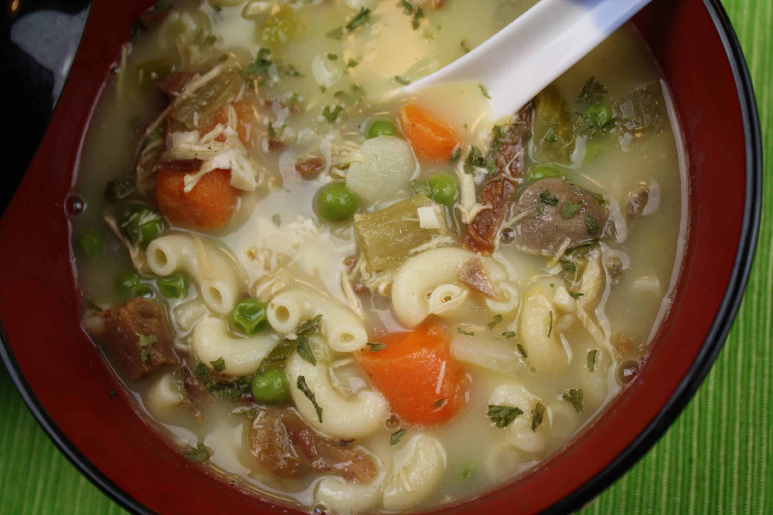 Macaroni Sopas with Ham, Chicken and Vegetables - The Quirino Kitchen